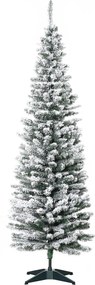 HOMCOM Umělý vánoční strom, 210 cm, zasněžené PVC větve, skládací, kovový stojan, zelená/bílá