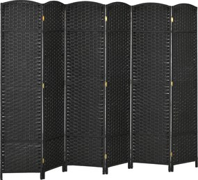 HOMCOM Skládací rozdělovací stěna 6-panelová 240x170 cm - Záclona pro soukromí do obývacího pokoje, ložnice, kanceláře - černá