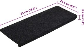 vidaXL Samolepicí nášlapy na schody 15 ks 65x24,5x3,5 cm [343478] Barva: antracitová