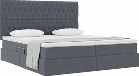 Postel s úložným prostorem s čelo Tmavě šedá 180 x 200 cm samet 3372258