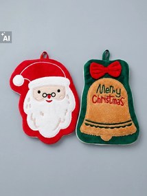 Sinsay - Sada vánočních ručníků ve tvaru Santa Clause a zvonku 2 pack - vícebarevná