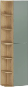 Závěsná vysoká koupelnová skříňka Aster I 160 cm zelená/dub cremona
