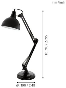 Eglo 94697 - Stolní lampa BORGILLIO 1xE27/40W/230V