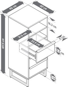Tchibo - Zásuvkový regál »Leeg« se 3 zásuvkami - barva: šedá