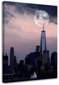 Gario Obraz na plátně Měsíc v úplňku nad Světovým obchodním centrem - Dmitry Belov Rozměry: 40 x 60 cm