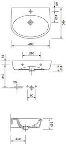 Cersanit Parva, závěsné umyvadlo 60x46 cm, bílá, K27-031