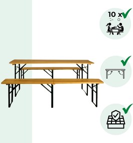 Pivní set MAXI sklápěcí, 220cm, přírodní hnědá Jurhan