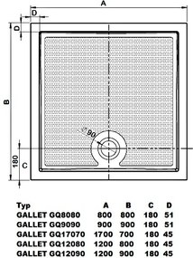 Gelco Gelco, GALLET sprchová vanička z litého mramoru, čtverec 90x90cm, GQ9090