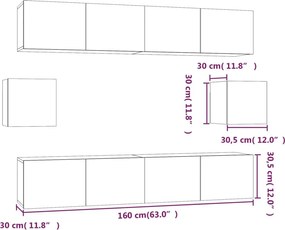 vidaXL 6dílný set TV skříněk kompozitní dřevo [3114361] Barva: Bílá