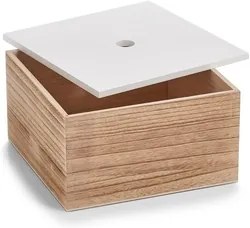 Sada úložných boxů, 3 kusy, dřevo, bílá/přírodní