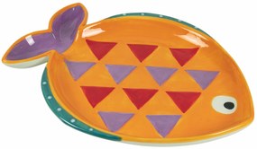 VILLA D’ESTE HOME TIVOLI Velký keramický talíř Caraibe ve tvaru ryby, oranžová/modrá