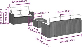 6dílná zahradní sedací souprava s poduškami černá polyratan 3225783