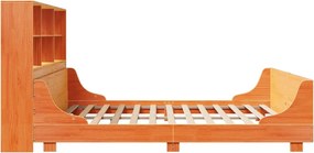 Postel s knihovnou bez matrace hnědá 200 x 200 cm masivní dřevo 3323796