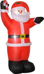HOMCOM Nafukovatelná vánoční dekorace, 2,4 m Santa Claus s LED osvětlením, lízátko