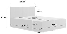 Postel dvoulůžko BOXSPRING EDIT + topper v ceně | 180x200 | 16 šedé