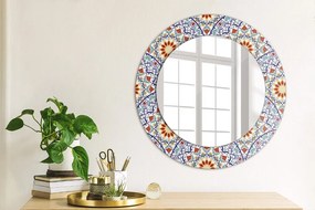 Kulaté dekorativní zrcadlo na zeď Orientální barevné složení fi 50 cm