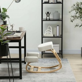 Vinsetto Kolenní židle, ergonomická posezení, polstrovaný stolek pro zdravé sezení, březové dřevo, nosnost 120 kg, krémově bílá