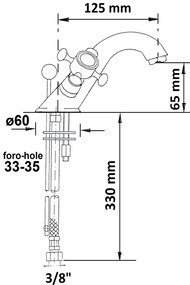 Reitano Rubinetteria ANTEA stojánková umyvadlová retro baterie s výpustí, zlato 3175