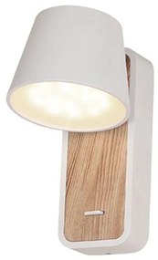 Zambelis H62 nástěnné LED svítidlo bílé/přírodní dřevo, 7W, 3000K, 16,2cm
