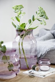 KÄHLER Skleněná váza Omaggio Plum 17 cm, růžová barva, fialová barva, sklo