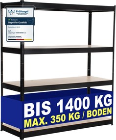 Skladový regál 160x60x180 cm – černá