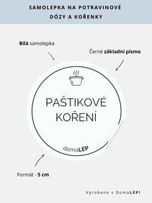 Samolepka na kořenky PAŠTIKOVÉ KOŘENÍ bílá 5 cm základní písmo
