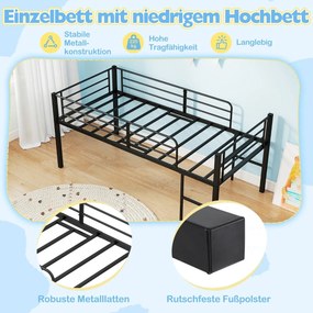 Costway Nízký podkrovní rám postele vyrobený z kovu