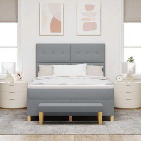 Postel s boxspringem s čelo Světle šedá 200 x 140 cm textil 3344303