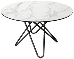 Jídelní stůl Kruhový 120cm bílý mramor keramický/ 42369