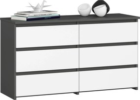 Komoda CL100 6SZ grafitová šedá/bílá