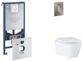 Grohe Rapid SLX - Set předstěnové instalace, klozetu, sedátka SoftClose a tlačítka Arena Cosmopolitan S, kartáčovaný Hard Graphite SANI11BB5112