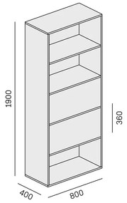 PLAN Vysoký kancelářský policový regál LAYERS, 2 boxy, 800 x 400 x 1905, bílá / šedá