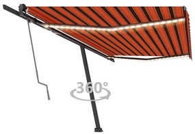 vidaXL Automatická markýza LED a senzor větru 500x300 cm oranžovohnědá