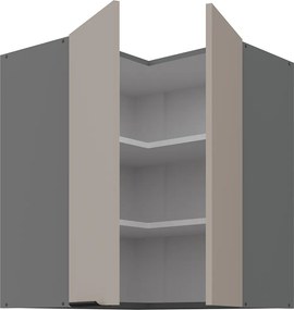 ARIA ta | horní kuchyňská skříňka 60x60 GN-72 2F (90°) rohová s policemi | 60x60 cm | antracit/béžová