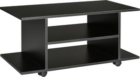 HOMCOM TV stolek, TV jednotka s policemi a uzamykatelnými kolečky, melaminový povrch 80x40x40 cm černá | Aosom
