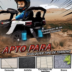 AIYAPLAY elektro-dětské auto 12V s 2 motory, dálkové ovládání 2,4G, zadní odpružení, světla, hudba, bílá