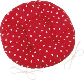 Bellatex Sedák Adéla prošívaný kulatý průměr 40 cm Srdíčka Červená,Bílá