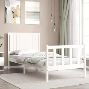 vidaXL Rám postele s čelem 90 x 200 cm masivní dřevo [3192932] Barva: Bílá