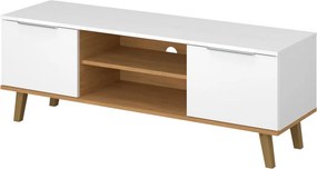 TV stolek 2d/140 bílý / dub kamenný Neptun