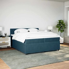 Box spring postel s matrací modrá 200 x 200 cm samet 3290140