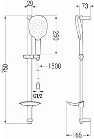 Mexen sprchový set DB22, černá, 785224584-70