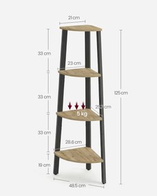 Rohový regál TAYLOR ARTISAN 4 police, 125x34cm