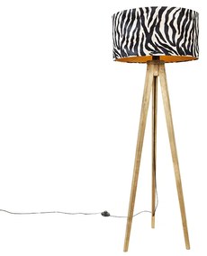 Vintage stojací lampa stínítko zebra design 50 cm - Tripod Classic