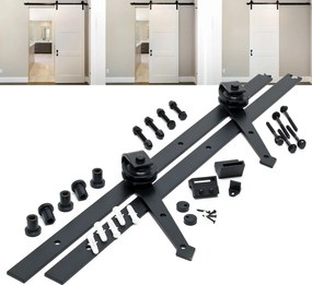 Systém posuvných dveří Wiltec – 183 cm, 90 kg, 35-40 mm, černá (61810)