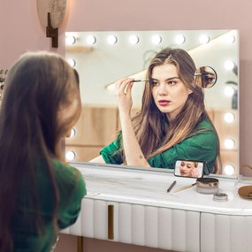 HOMCOM Hollywood Mirror s 18 LED diodami Make-up Mirror 80x60 cm Toaletní zrcadlo se 3 barvami světla, nastavitelný jas