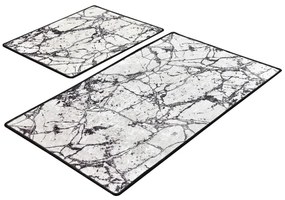 SADA 2x Koupelnová předložka MARBLE 60/100 cm bílá/černá