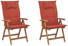 Set 2 ks. zahradních židlí Jakarta (tmavě červená) (s polštáři). 1035732