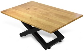 Vingo Konferenční stolek z masivního dubu s kovovým podnožím