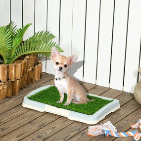 PawHut Dog Toilet Litter Box s umělým trávníkem, mřížkovou deskou a podnosem, tréninková podložka pro domácí mazlíčky, 46,5 x 34 cm | Aosom