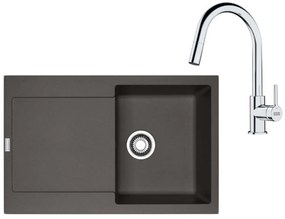 Franke - Kuchyňský set G258ŠB, fragranitový dřez MRG 611 a baterie FS 3229.031, šedá břidlice/chrom 114.0720.185